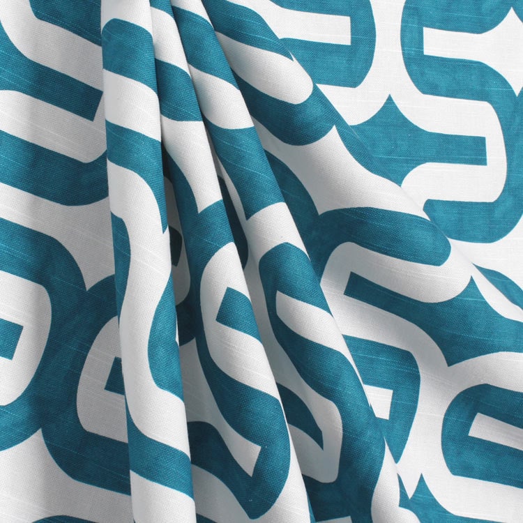 Drapery Fabric, Upholstery Fabric, Turqu-teal Geometric Fabric, Fabric ...