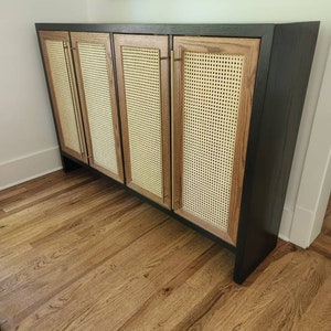 Solid Wood Media Cabinet With Cane Doors - Etsy
