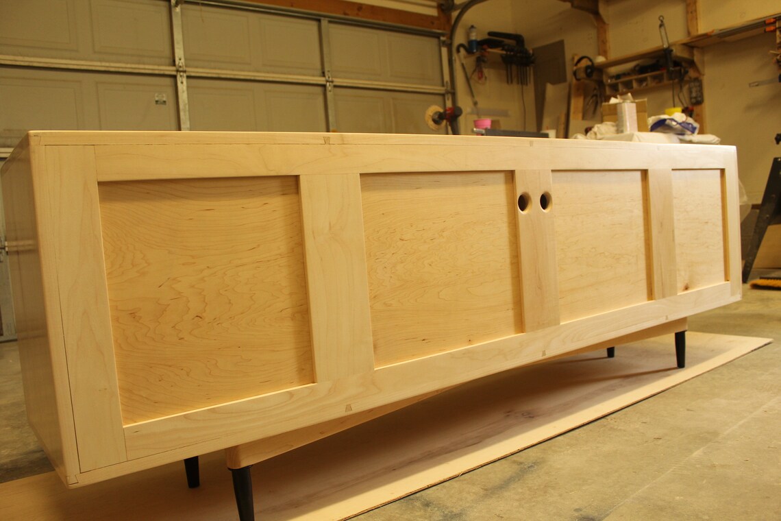 Custom Solid Wood Media Cabinet With Cane Door Inserts - Etsy