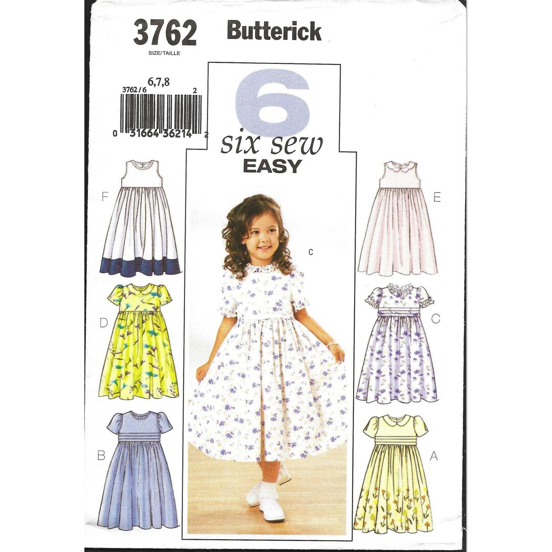 Butterick 3762 Girls Dress Pattern Six Easy Sew Views Size 6-8 Uncut - Etsy