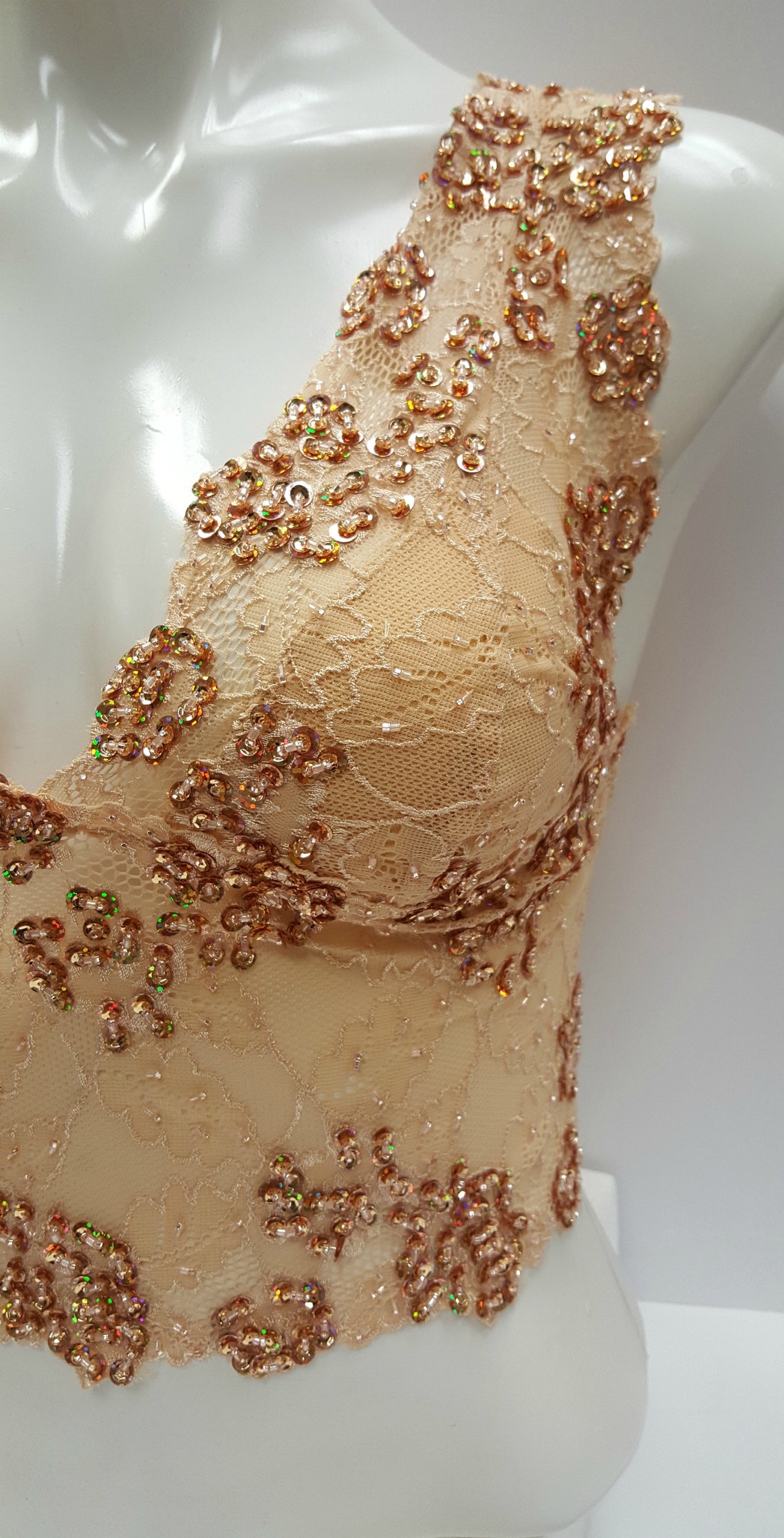 Sequined Hand Beaded Lace Crop Top Midriff Tummy Top Blouse - Etsy