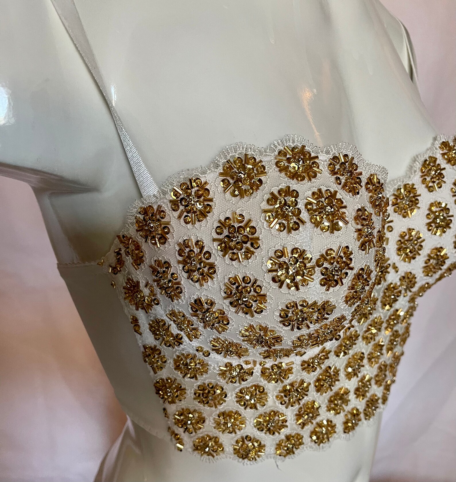 Half Bustier Corset Crop Top Long-line Push up White Bra With - Etsy