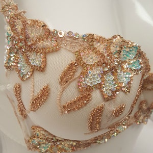 Embellished Ivory Cream Push up Bra Top Bustier Hand Decorated With ...