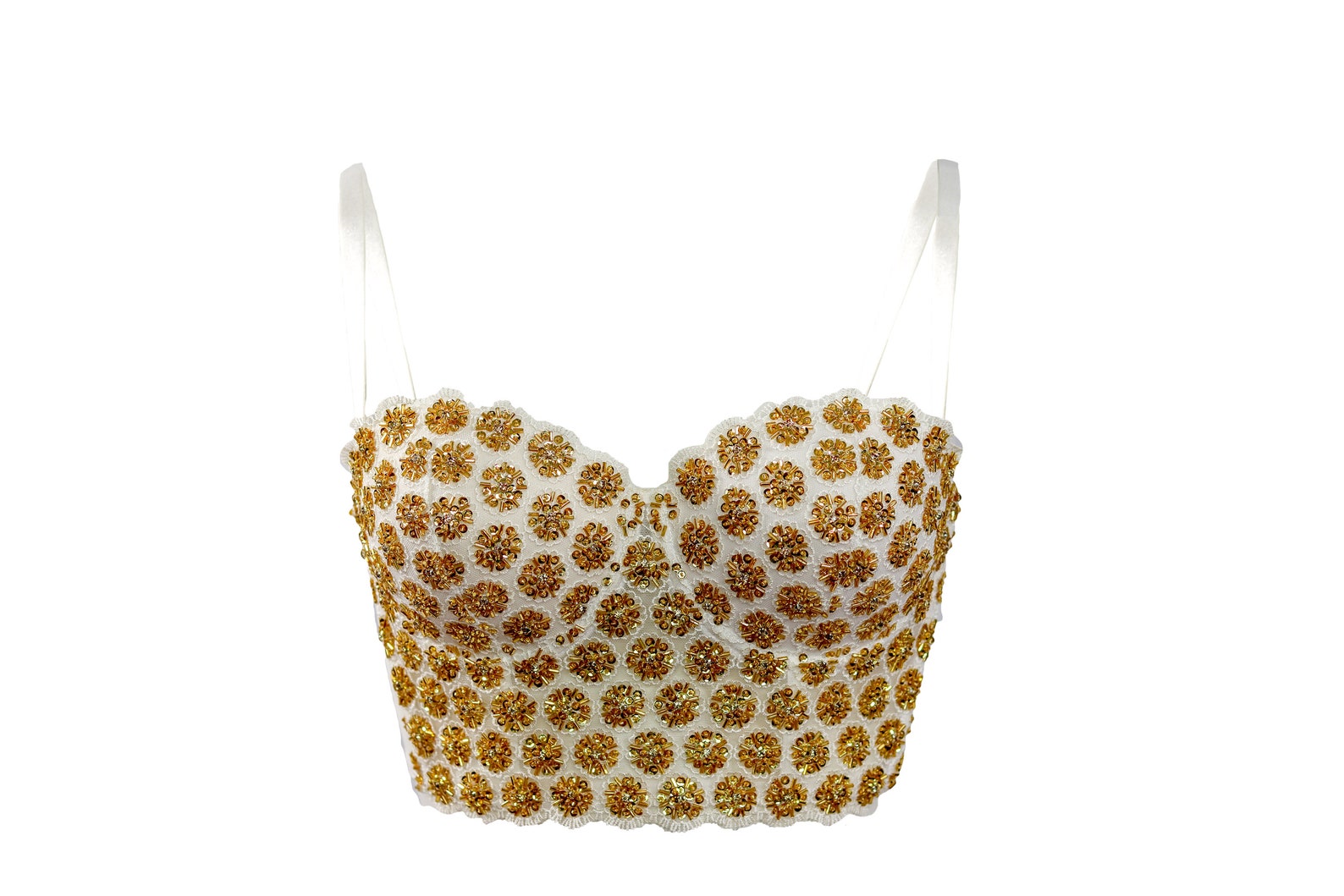 Half Bustier Corset Crop Top Long-line Push up White Bra With - Etsy