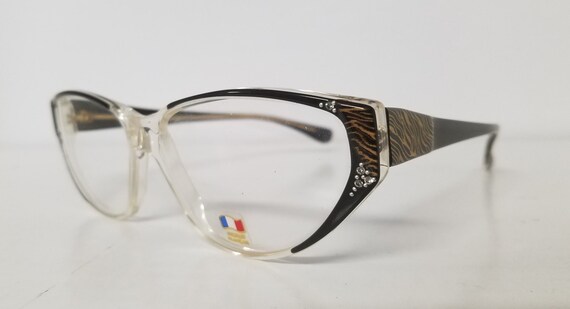 Vintage Rare Cateye Large French Frame Eyeglasses wit… - Gem