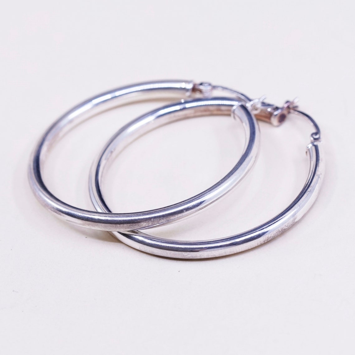 1.5 Vintage Sterling Silver Loop Earrings Fashion Minimalist - Etsy