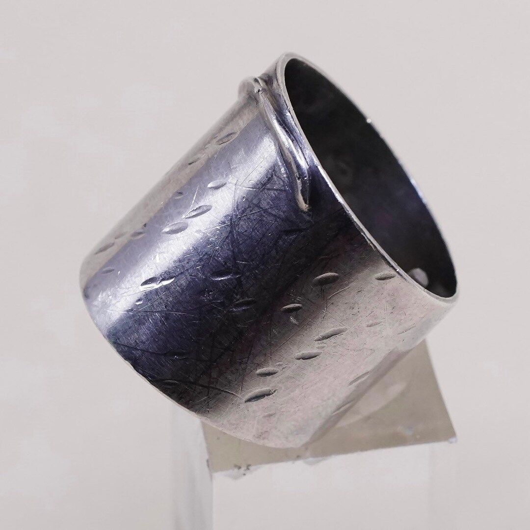 Size 10, Vintage 010898 Sterling Silver Handmade Ring, 925 Silver Wide ...