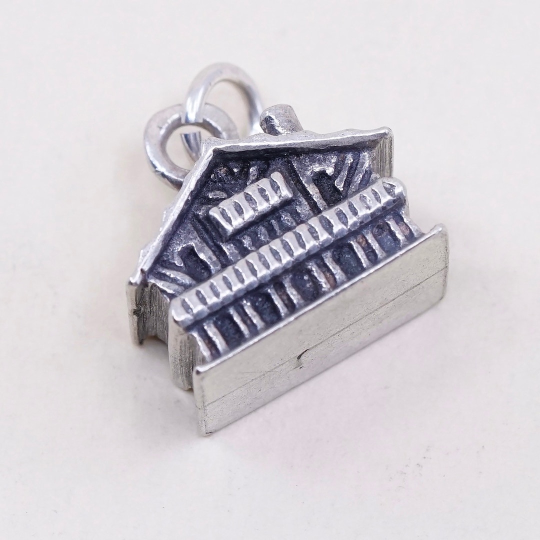 Vintage Sterling Silver Handmade Pendant, 925 House Charm, Stamped 925 ...