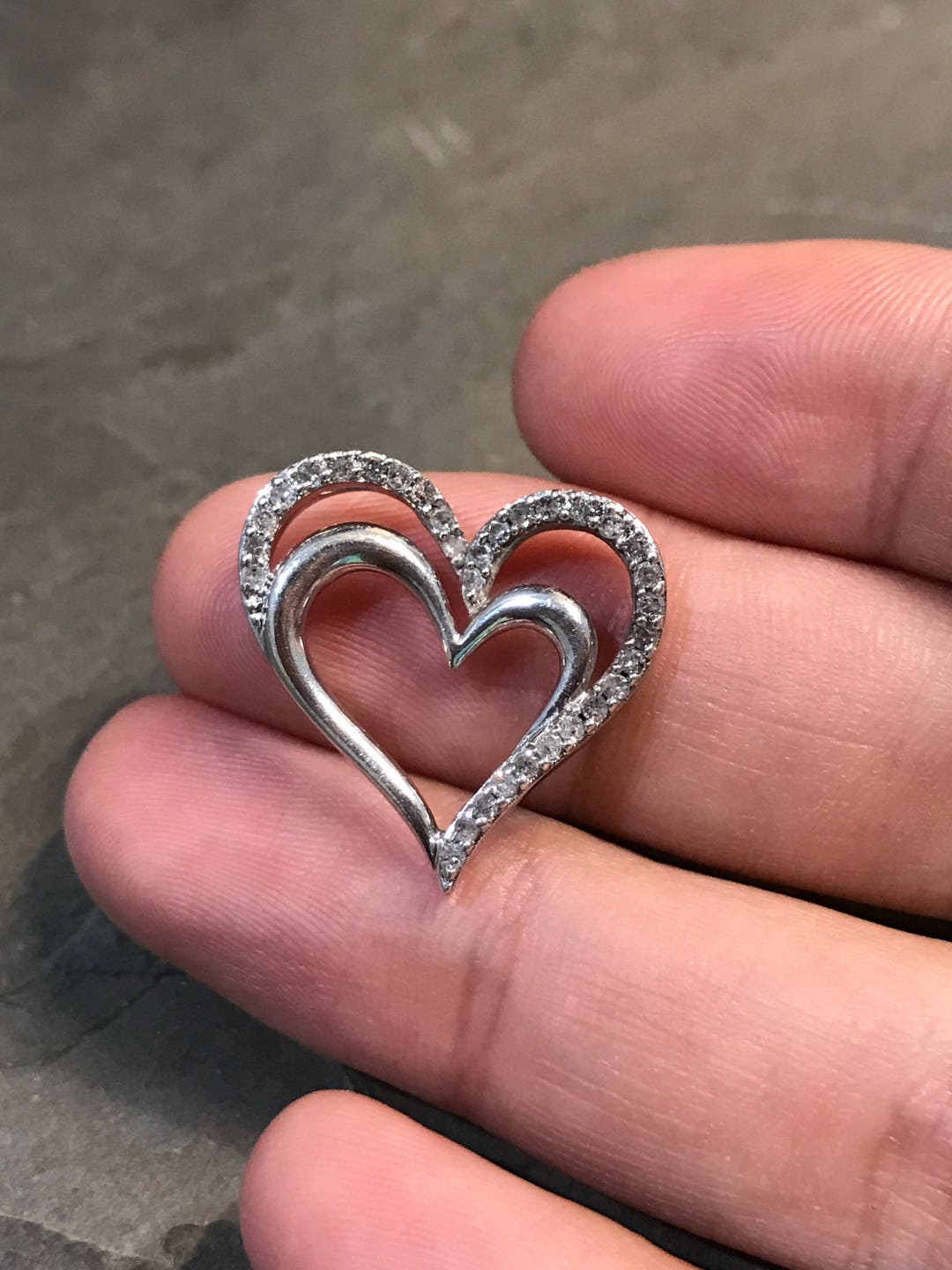 Vintage Sterling Silver Pendant, Solid 925 Silver Heart Pendant With ...