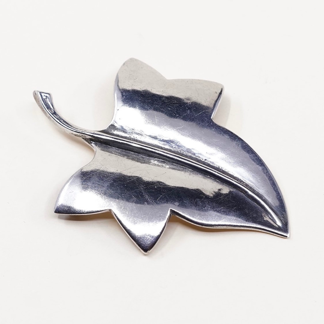Vintage Max Rieg Sterling Silver Maple Leaf Shaped Brooch, Solid 925 ...