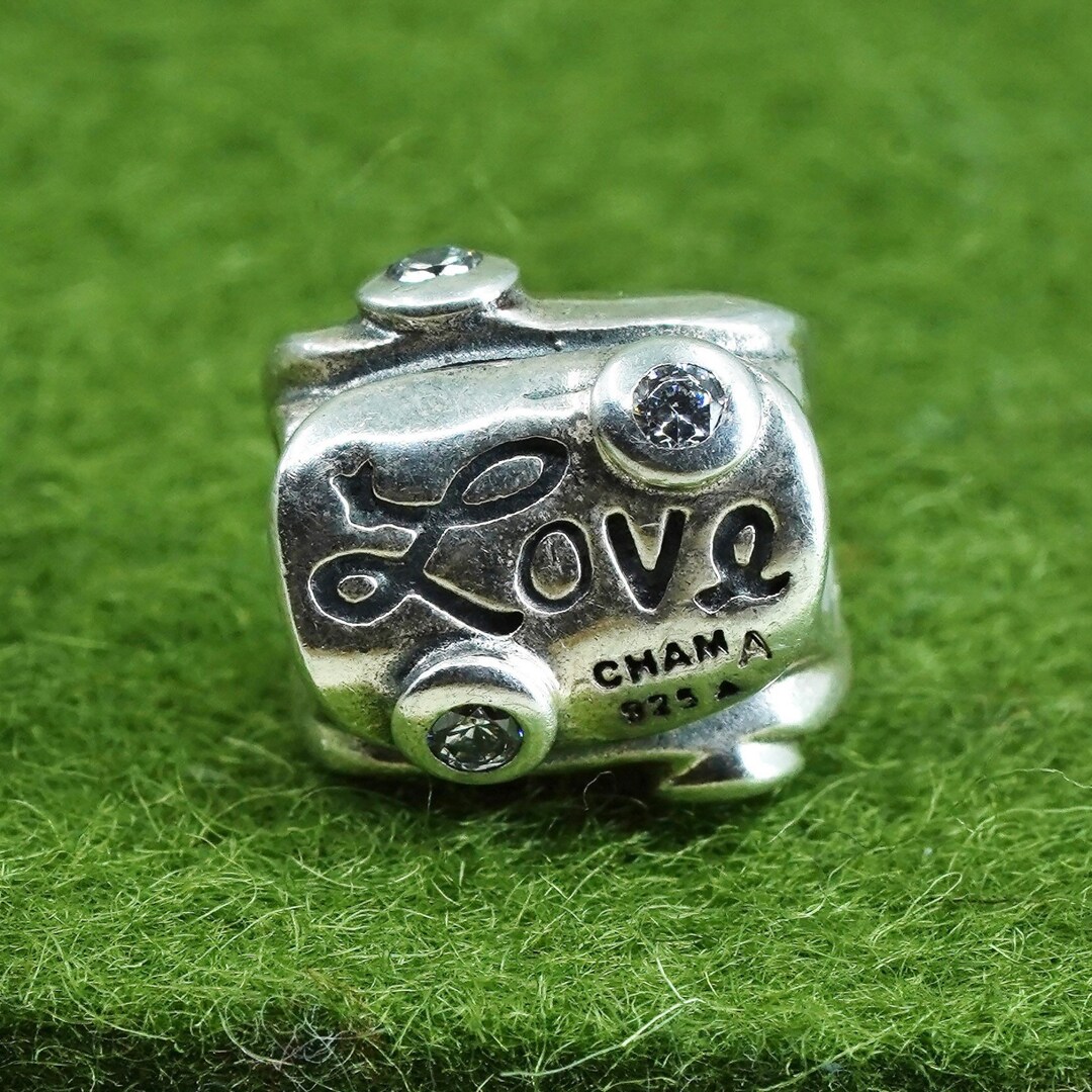 Vintage Cham Sterling Silver Handmade Pendant, 925 Tube Charm Embossed ...