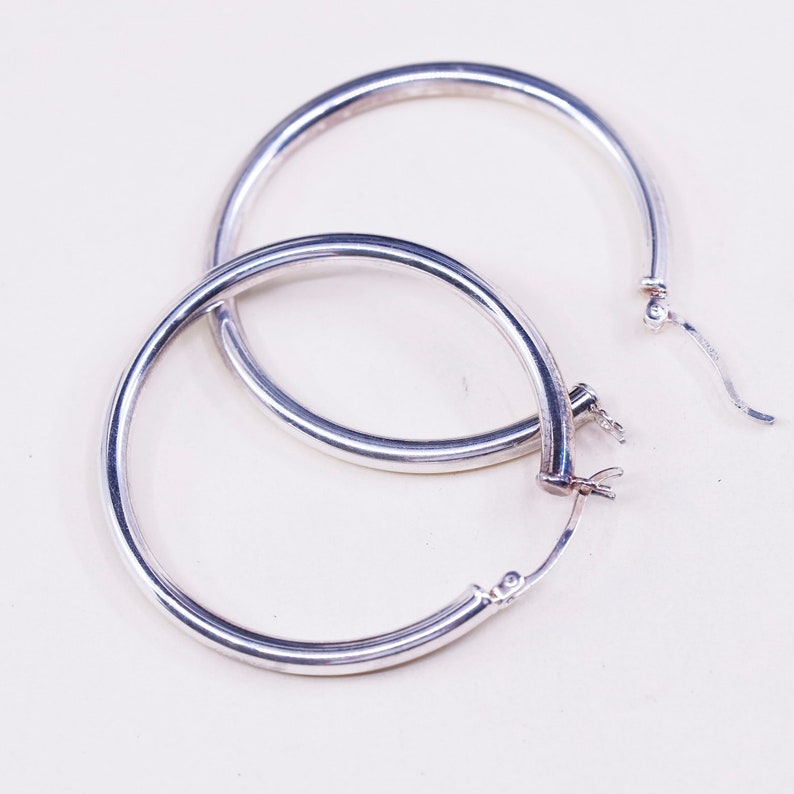 1.5 Vintage Sterling Silver Loop Earrings Fashion Minimalist - Etsy