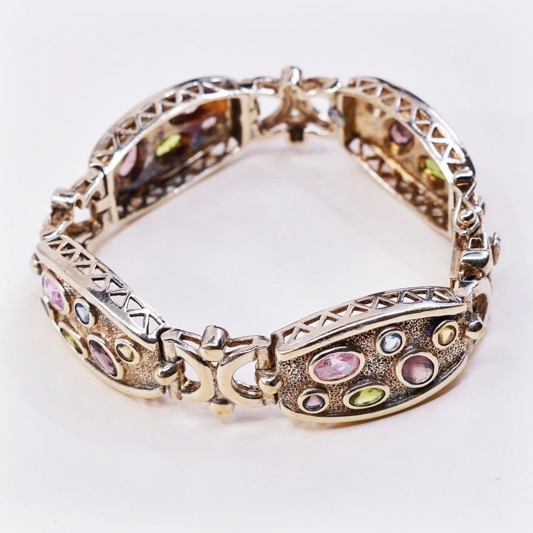 6, SETA Vermeil Gold Over Sterling 924 Silver Tennis Bracelet With ...