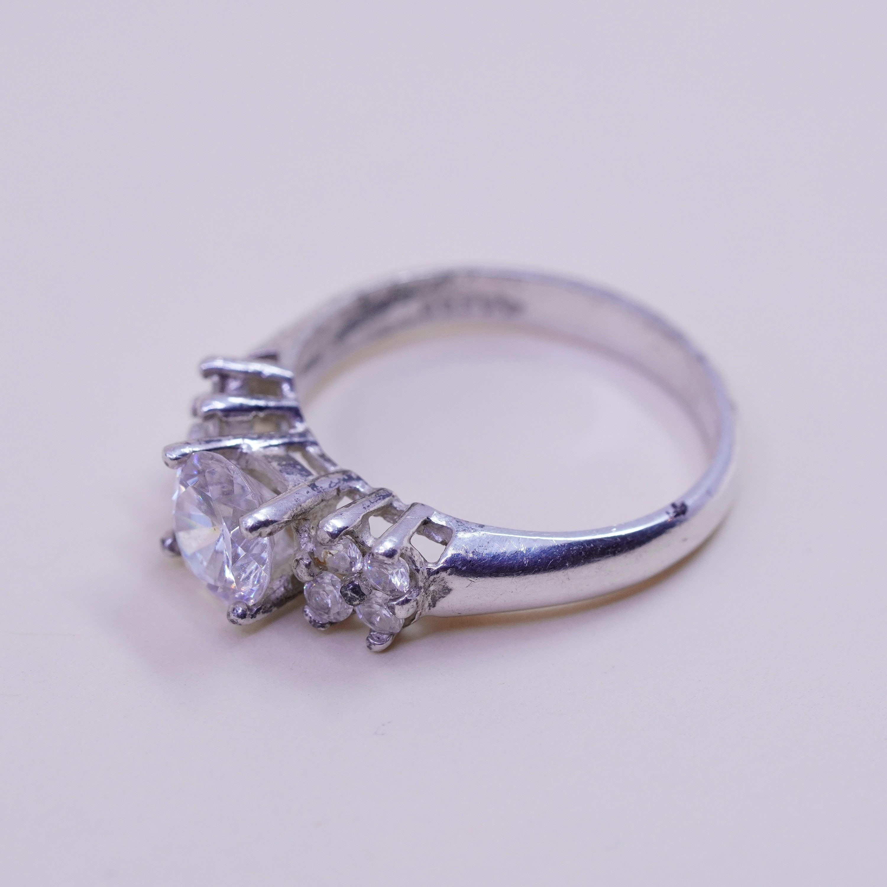 Size 7.5 Sterling Silver Ring 925 Silver With Round Cut Cz - Etsy UK