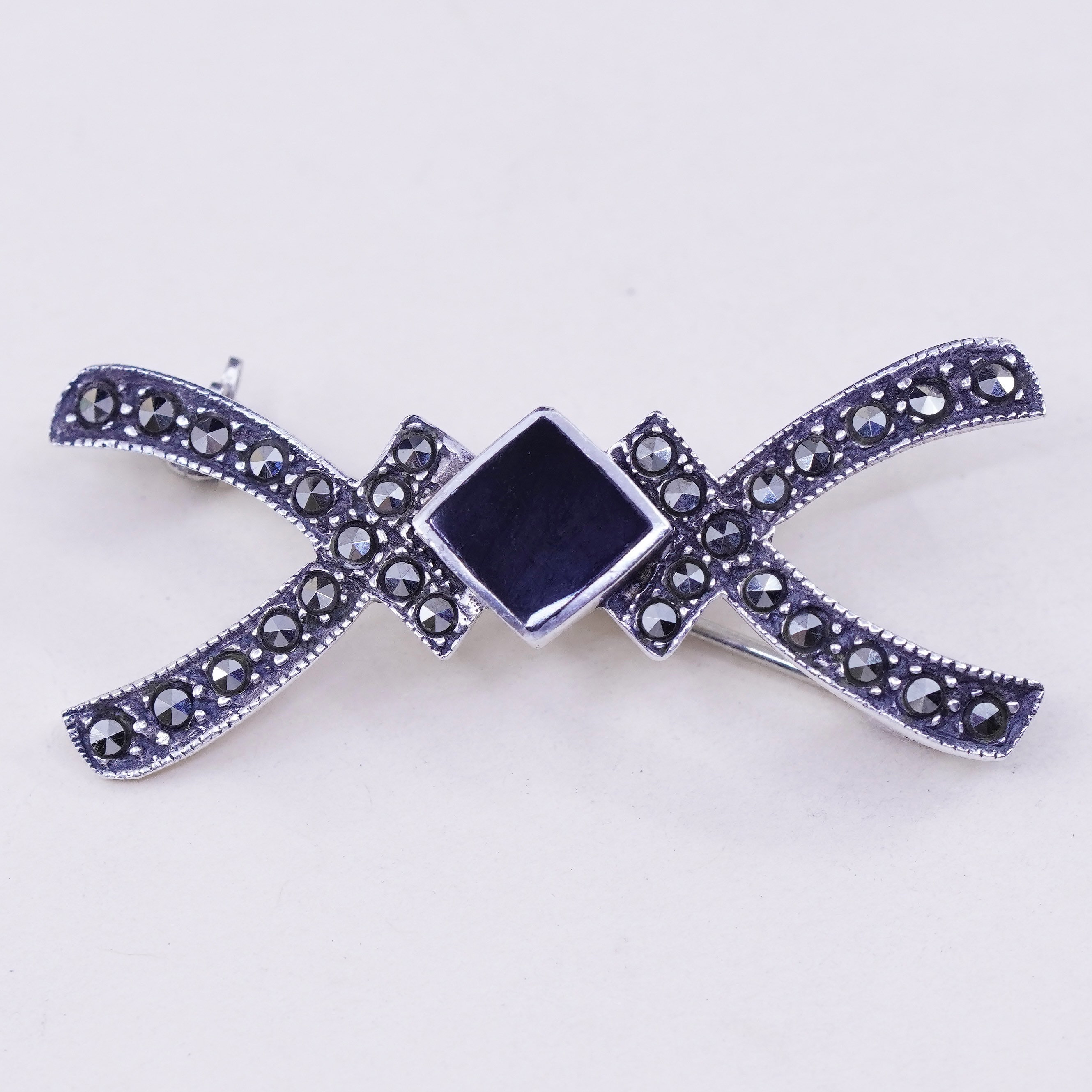 Vintage Sterling 925 silver handmade brooch with square | Etsy