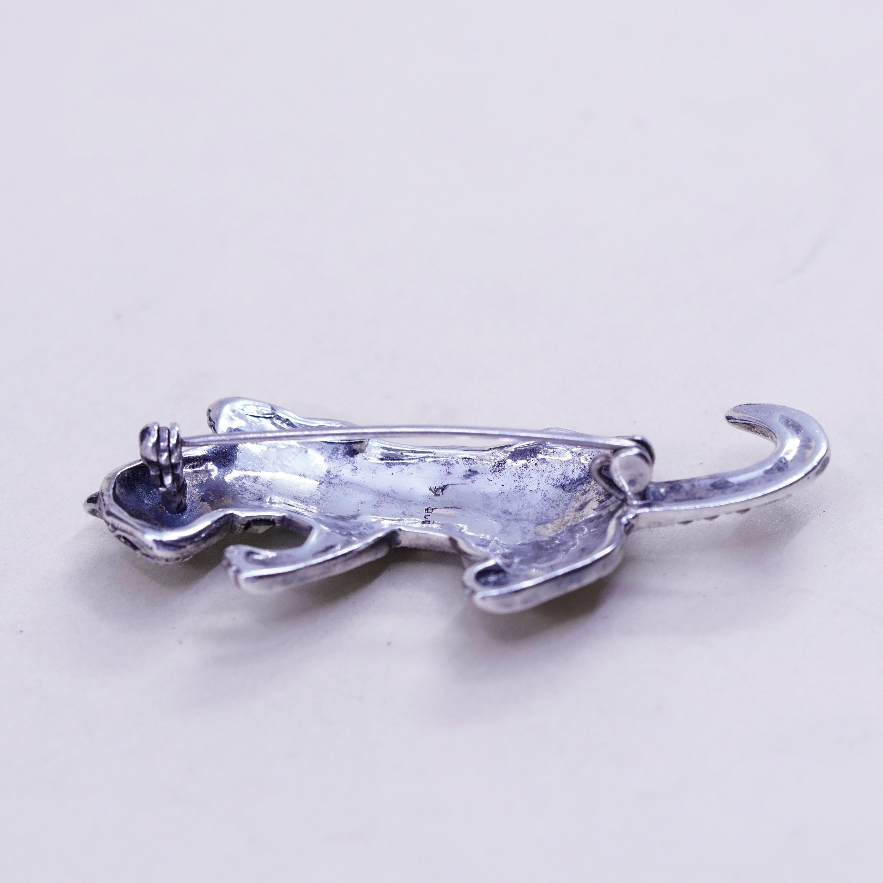 Vintage Sterling Silver Handmade Brooch, 925 Cat Leopard Puma With ...