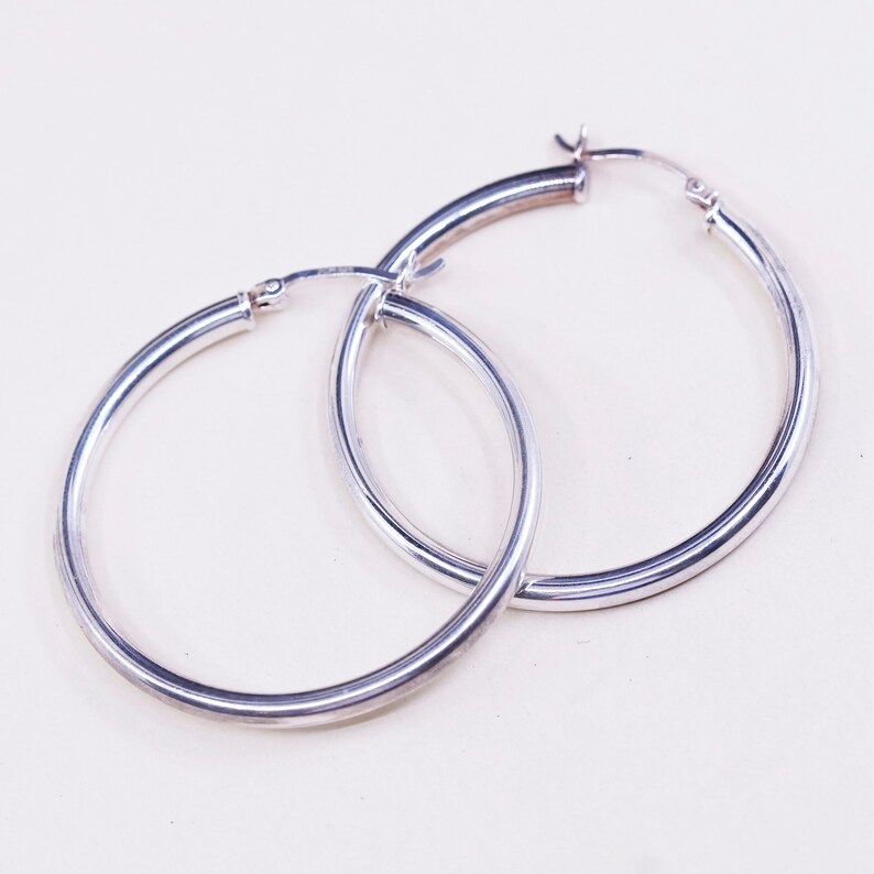 1.5 Vintage Sterling Silver Loop Earrings Fashion Minimalist - Etsy