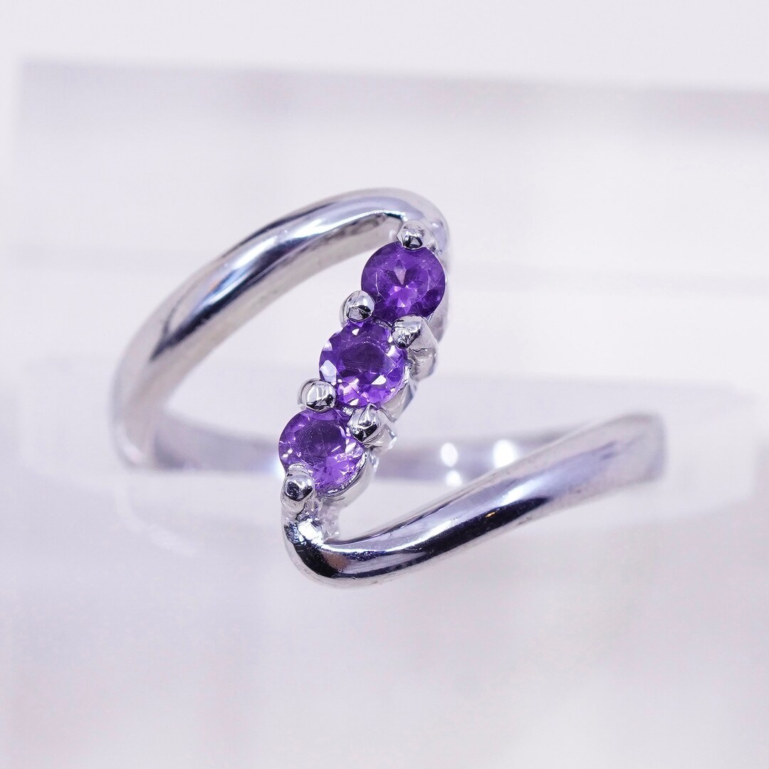 Size 7.25, Vintage Sterling Silver Handmade Ring, Wavy 925 With ...