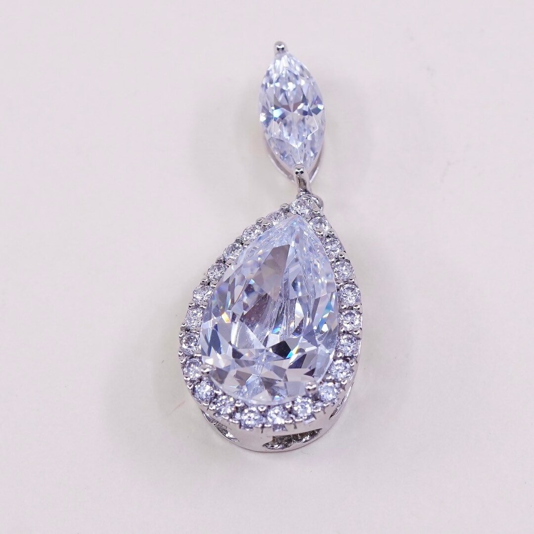 Vintage 021394 Stauer Clear Diamondaura Pendant Necklace 5.8 Tcw .925 ...