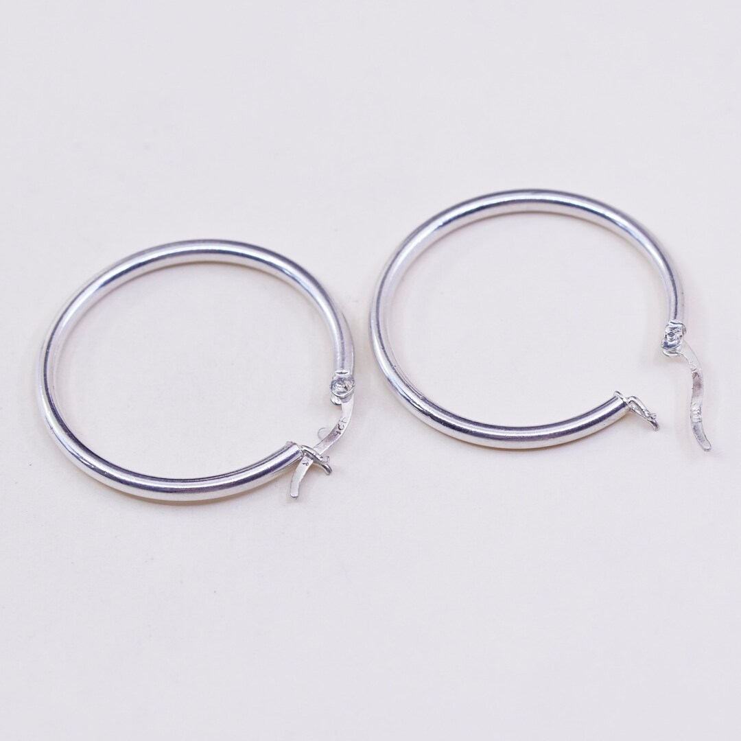 1.25 Vintage Sterling Silver Loop Earrings Fashion - Etsy