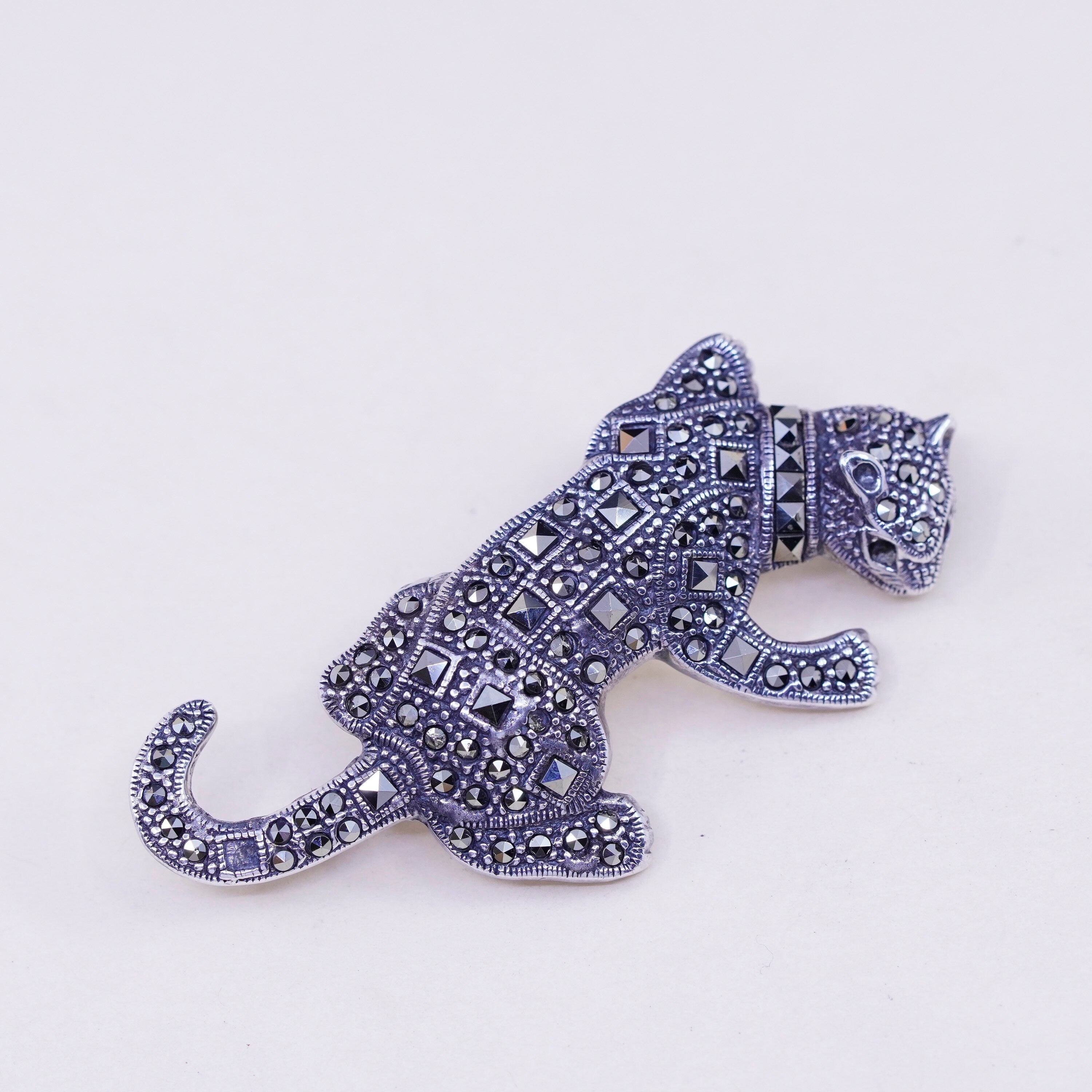 Vintage Sterling silver handmade brooch 925 cat leopard puma | Etsy