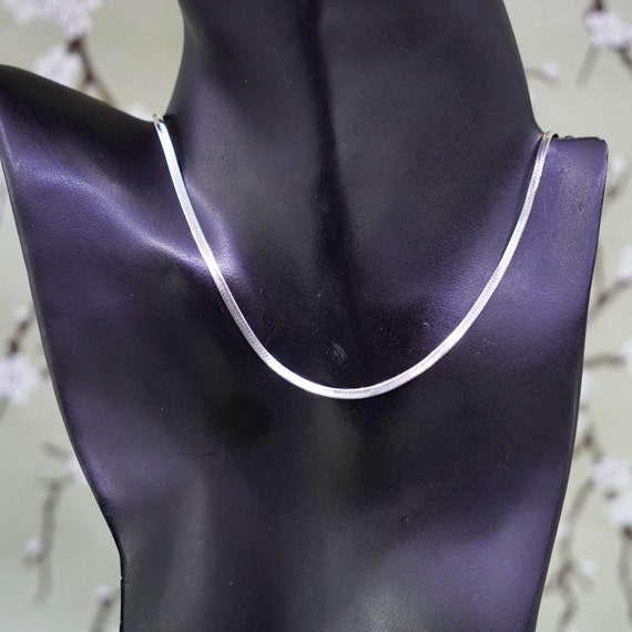 30” 3mm, Vintage Italy sterling silver necklace, text… - Gem