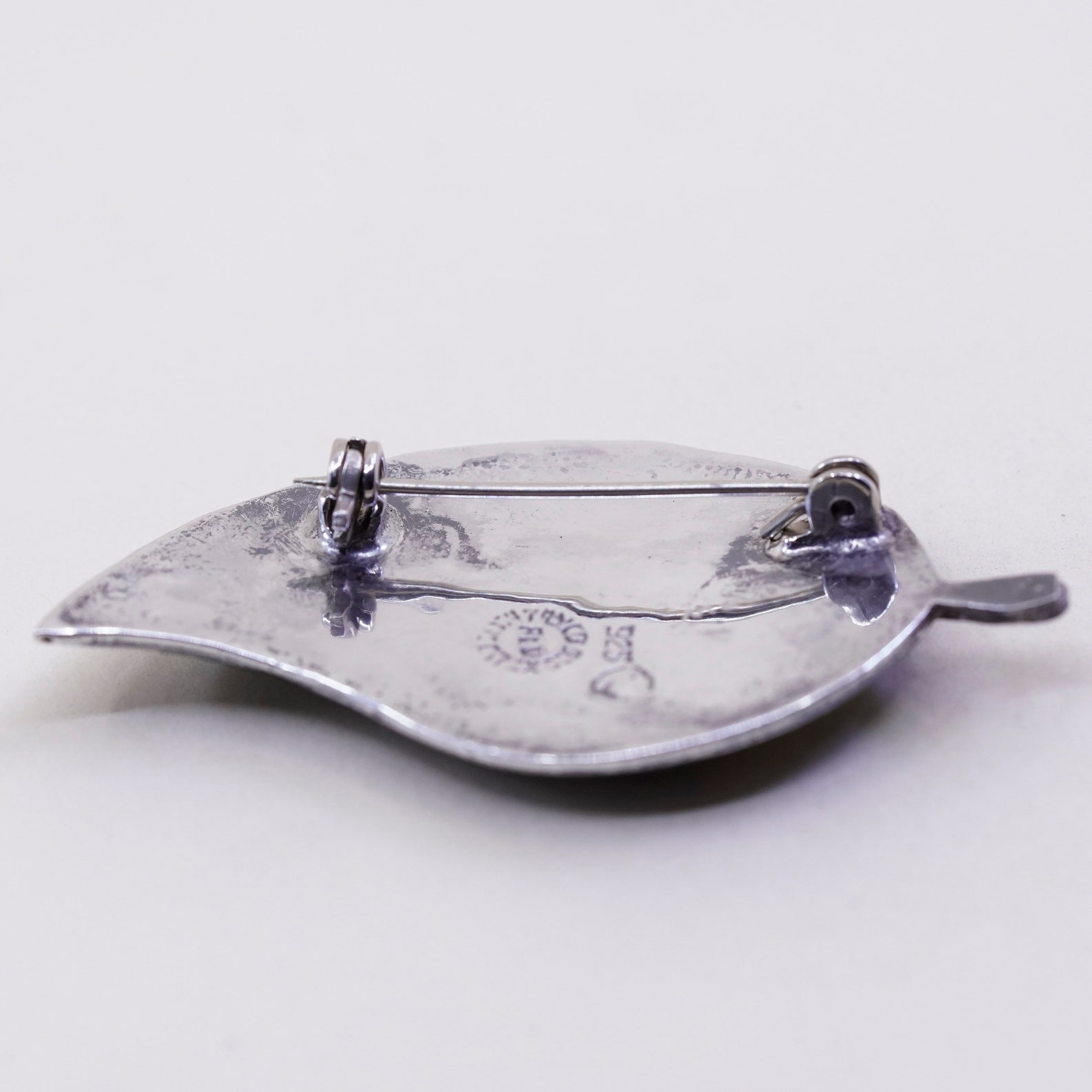 Antique Sterling Silver Handmade Brooch 925 Leaf Pin With - Etsy
