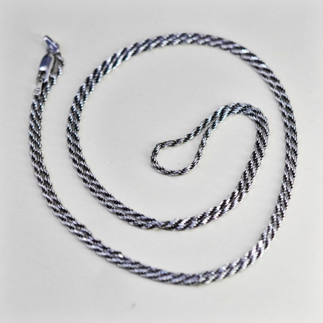 30, 1.6mm, Vintage IBB Sterling Silver Necklace, 925 Diamond Rope Chain ...