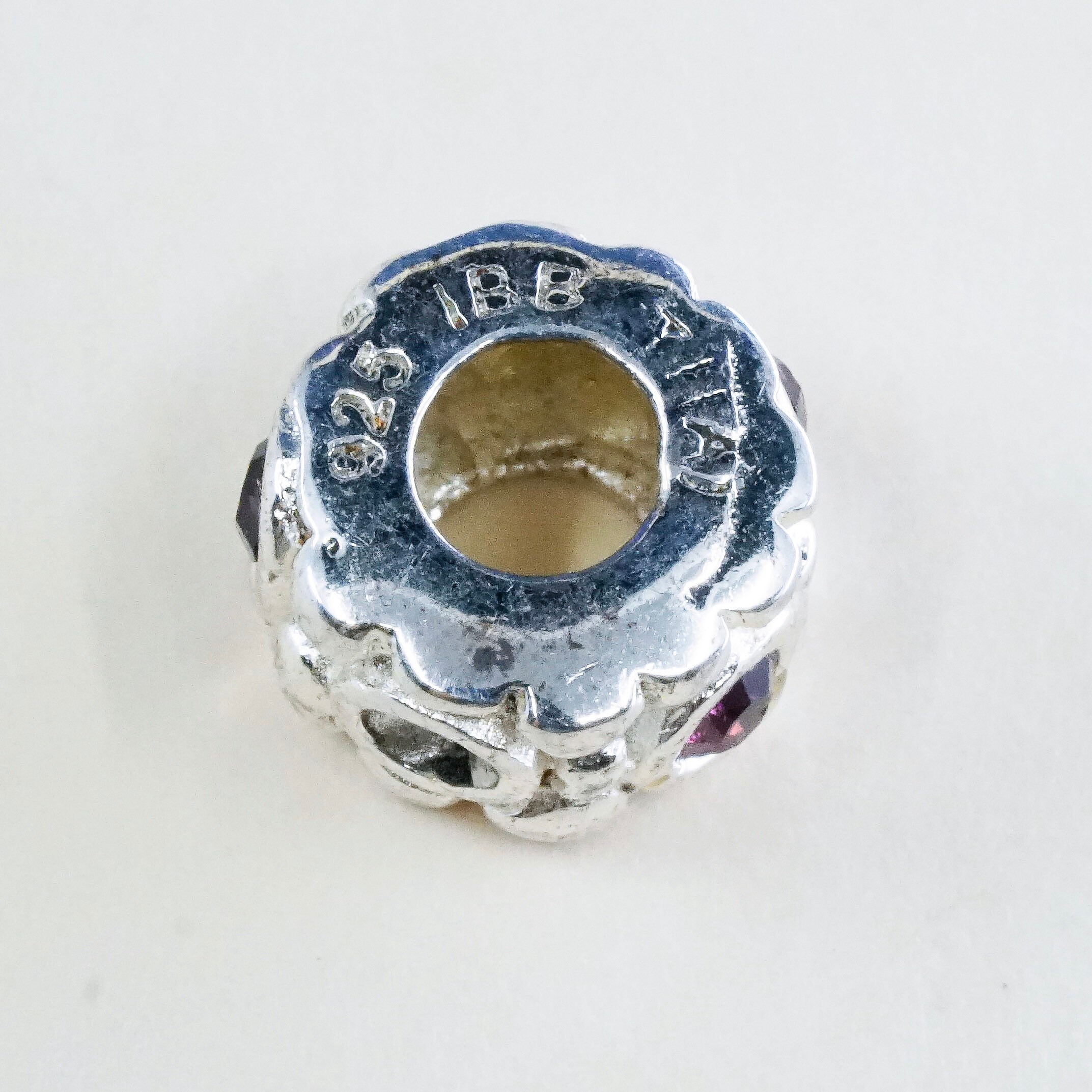 Vintage IBB Italy Sterling Silver Handmade Bead Charm With Glass Around ...