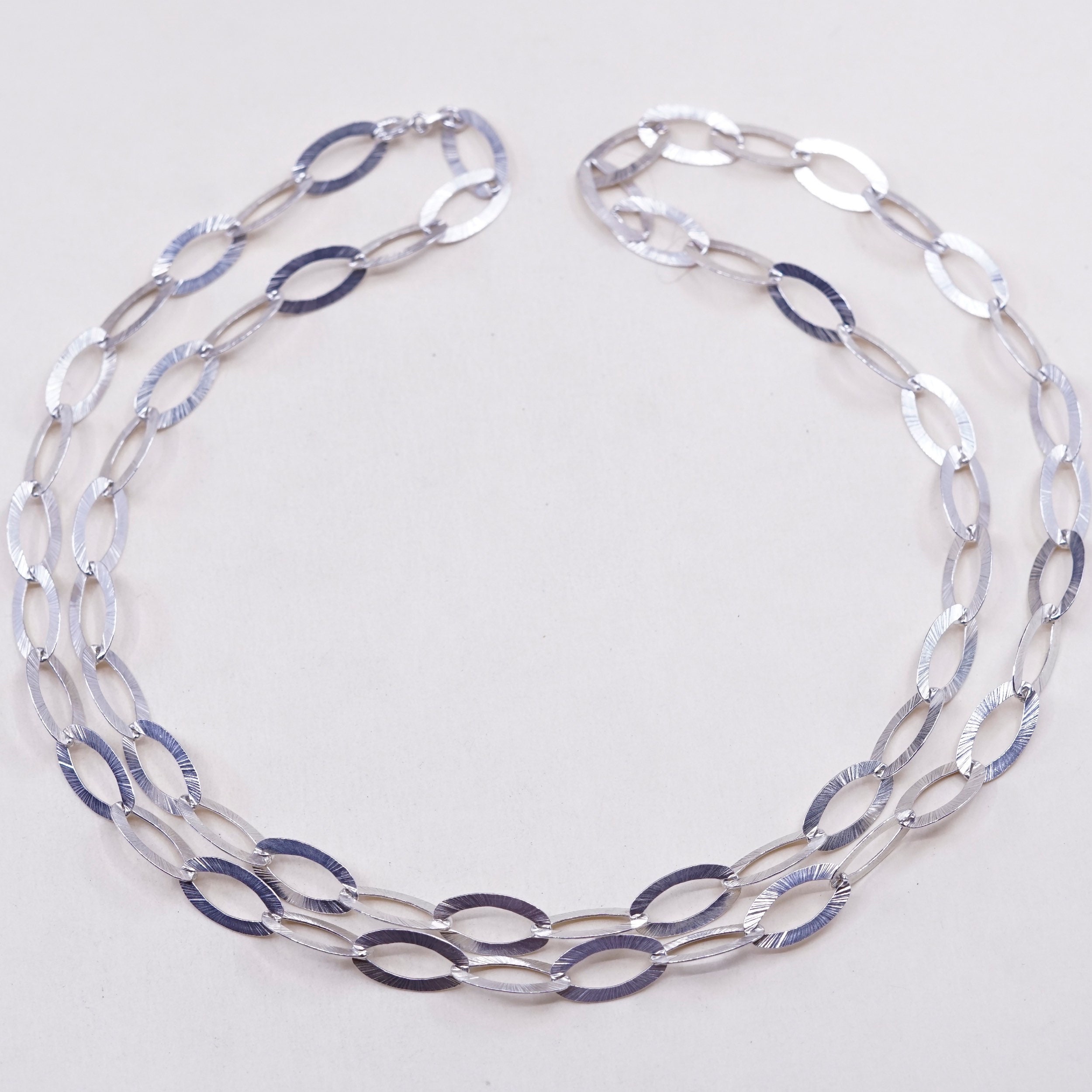 30 8mm Vintage KA 1772 Sterling Silver Flatten Textured Oval Chain Italy 925 Necklace Stamped 925 Italy KA 1772 Etsy