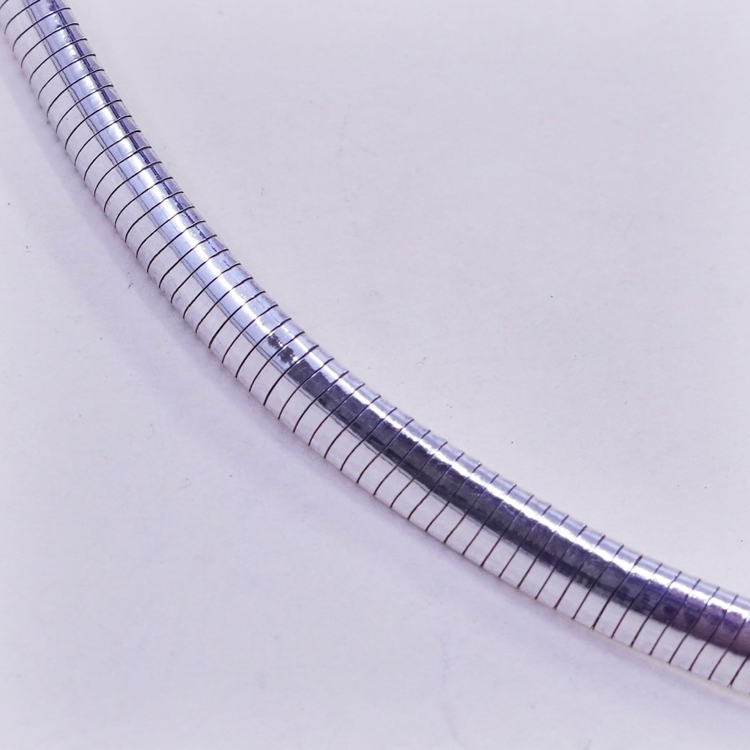 16”, 6mm, Vintage Korea KIM Sterling Silver Omega Chain, Bold 925 ...