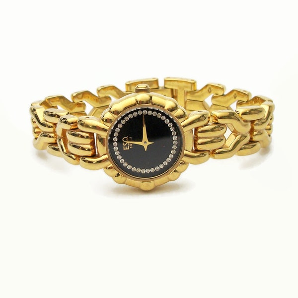 Black Face Gold Watch - Etsy