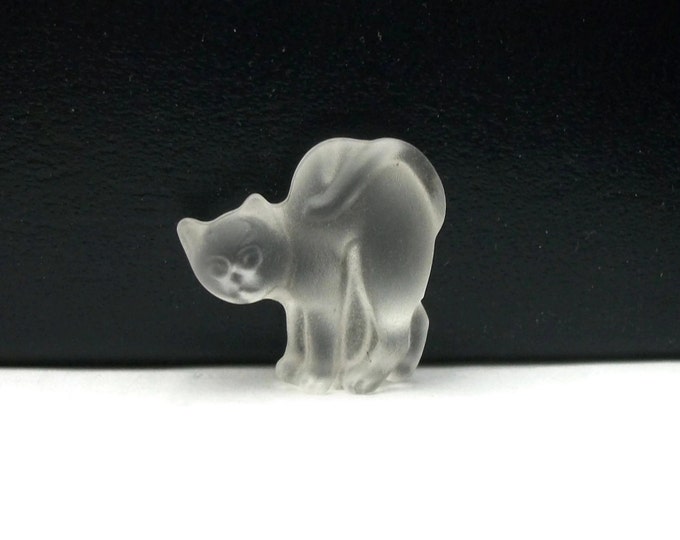 Miniature Frosted Glass Cat Figurine - Tiny Micro Clear Frosted Glass ...