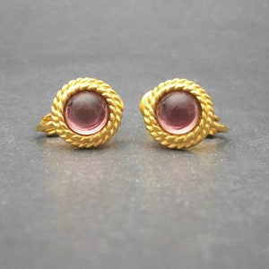 Vintage Napier Screw Back Clip on Earrings Small Round Gold Rope Twist ...