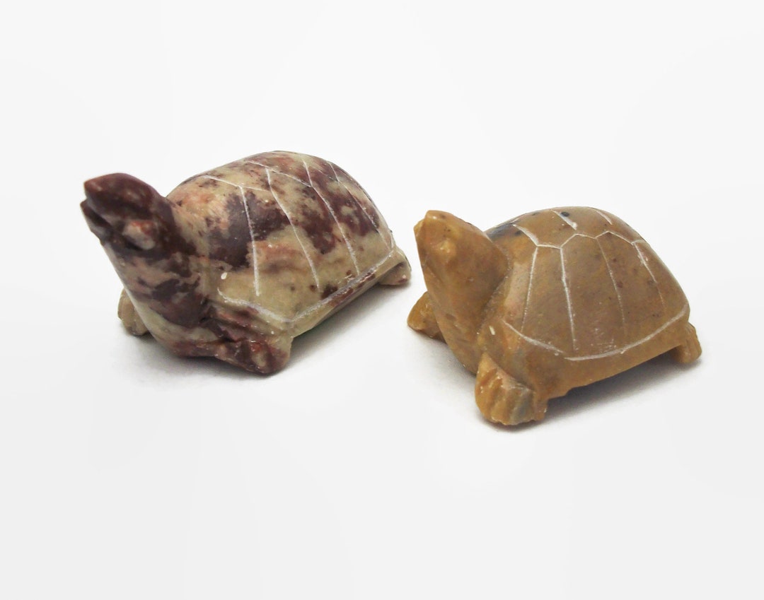 Hand Carved Stone Turtle Figurines Stone Tortoises Set of Two - Etsy