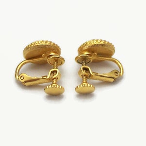 Vintage Napier Screw Back Clip on Earrings Small Round Gold Rope Twist ...