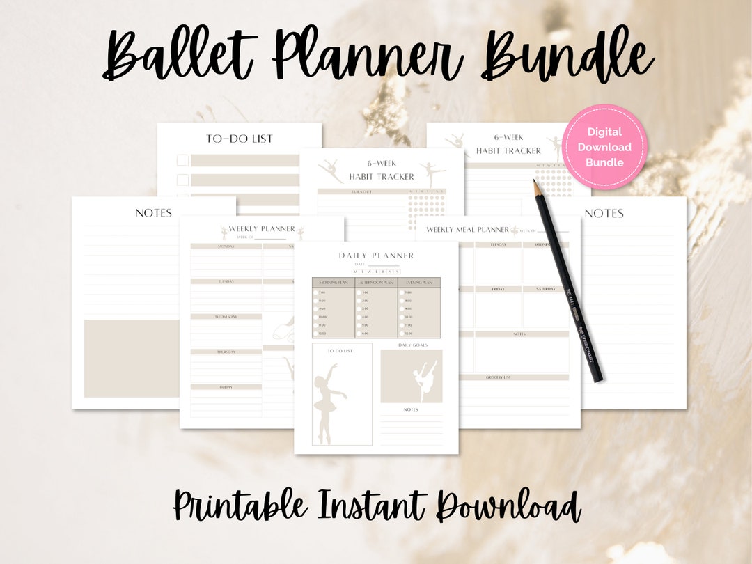 Ballet Planner Bundle for Dancers, Daily and Weekly Planner, Meal ...