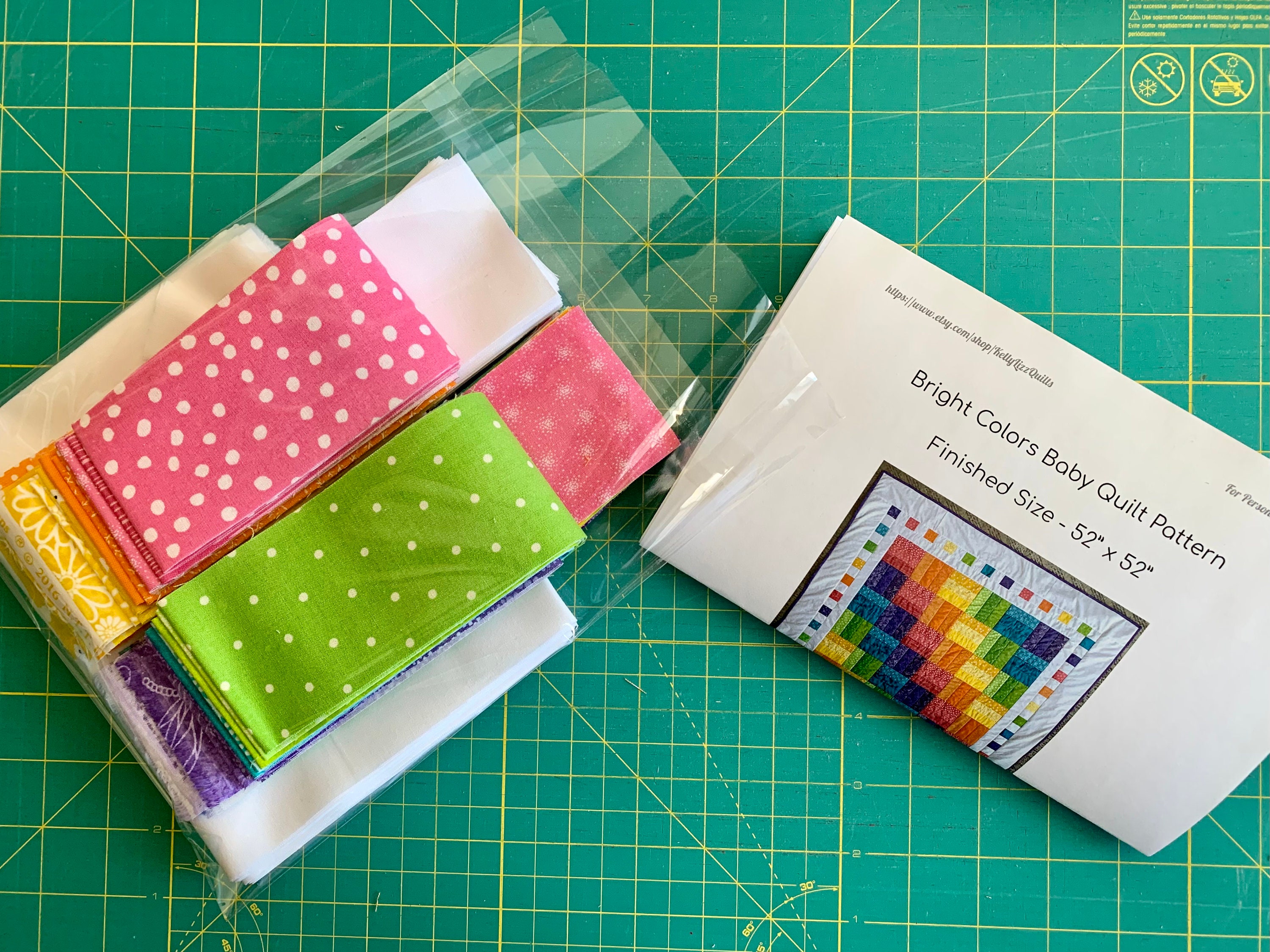 Bright Colors Baby Pre-cut Quilt Kit With Pattern and Fabric - Includes ...