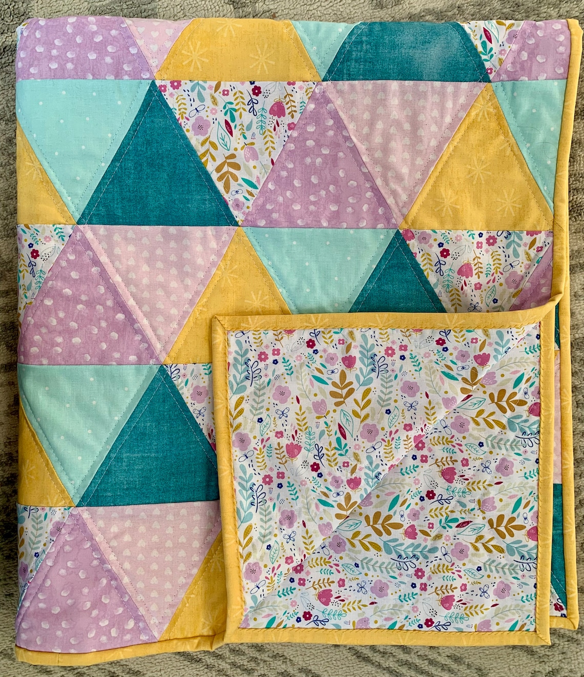 Triangle Baby Pre-cut Quilt Kit With Pattern and Fabric - Includes ...