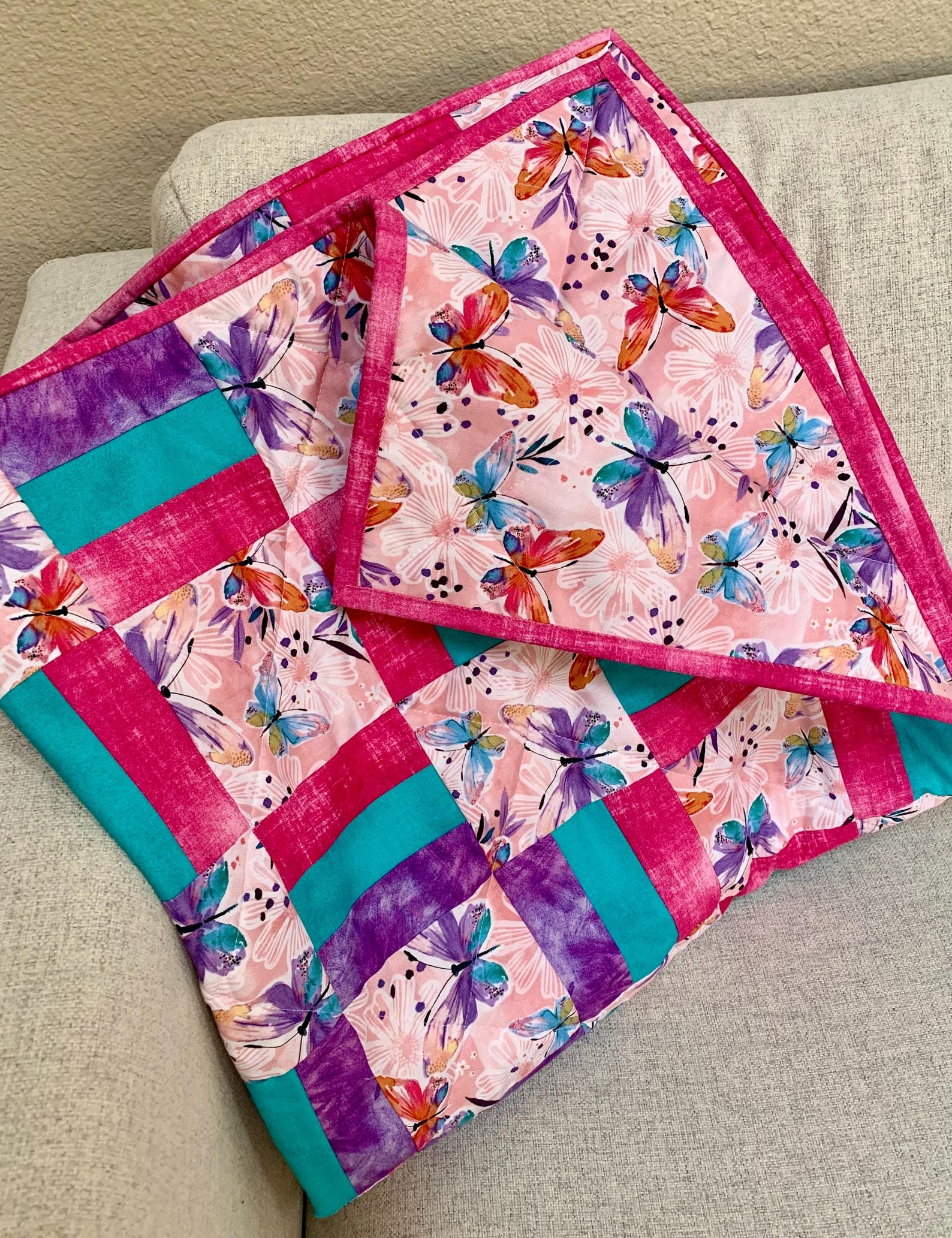 Pre-cut Baby Quilt Kit - Butterfly Baby Quilt - With Pattern and Fabric ...