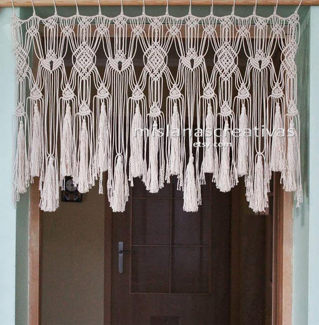 Macrame Wall Art. Macrame Curtain. Macrame Wall Hanging.window Curtain ...