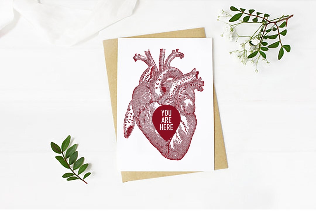 Anatomical Heart Card, Nurse Card, Anniversary Card, Funny Love Card ...