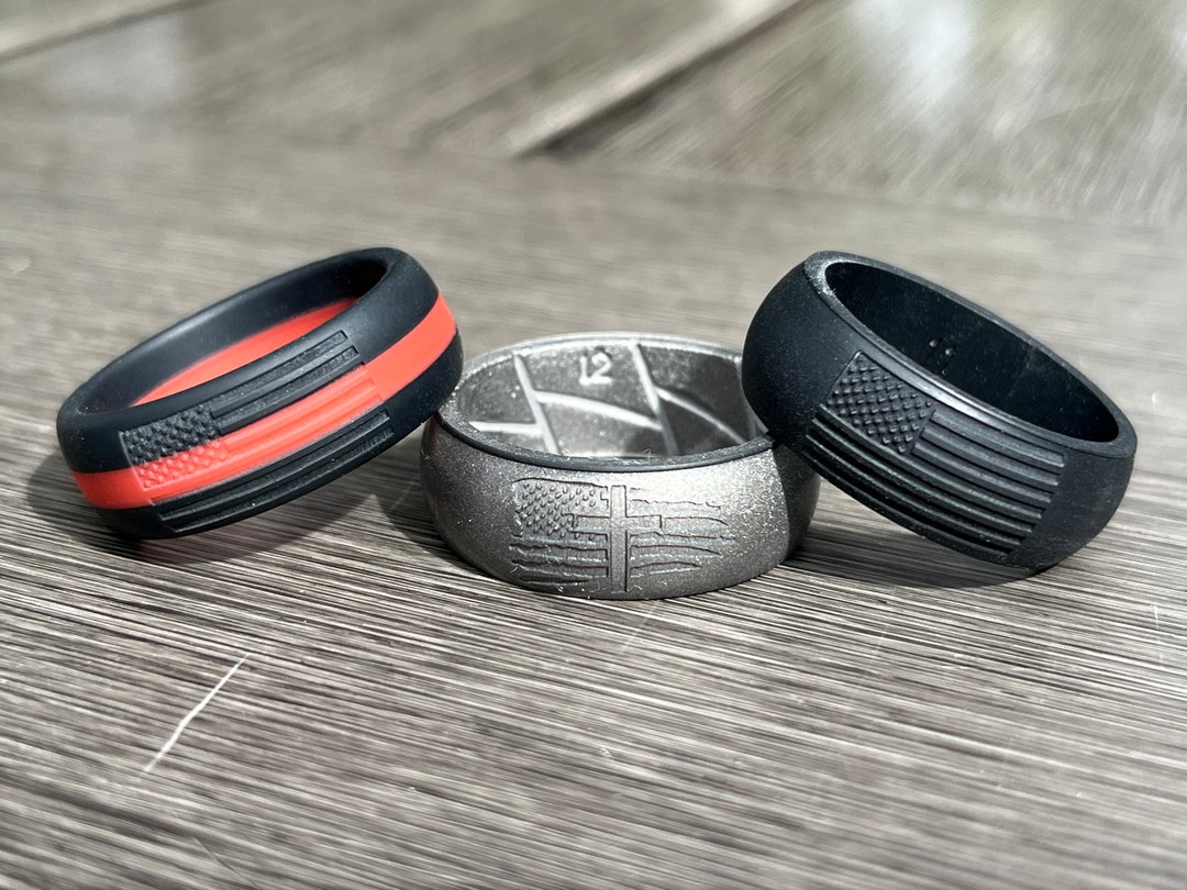 Pesonalized Men's Silicone Wedding Ring, Silicone, Band, Custom, Men ...