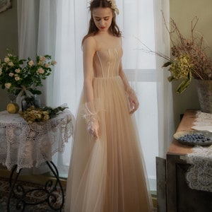 Ivory Bustier Bridal Gown/ Bohemian Gown/ Boho Wedding Dress/ Tulle ...