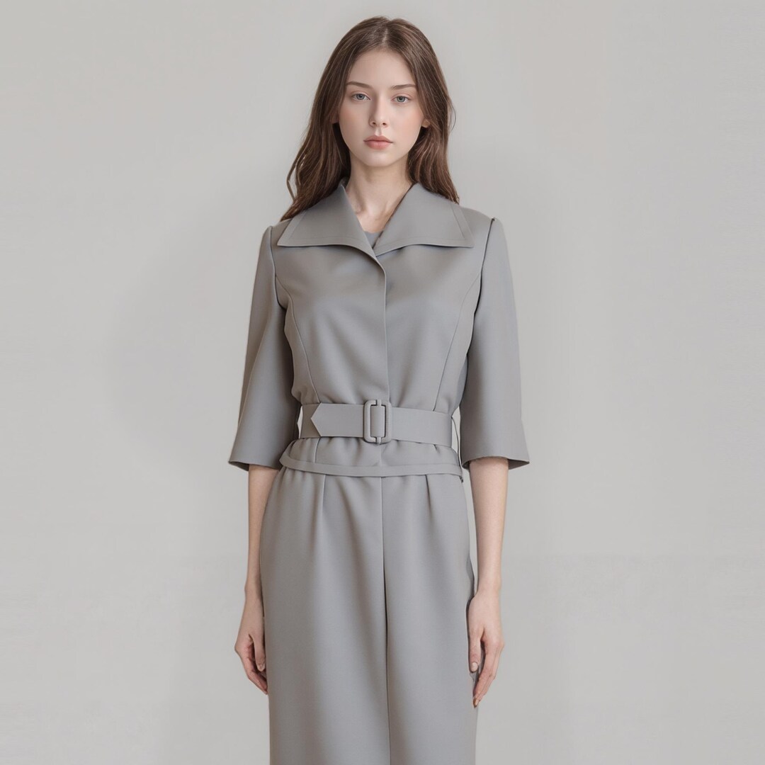 Audrey Hepburn Style Wool Dress Suit: 60s Beige Sheath Dress, Custom ...