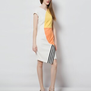 Asymmetrical Dress/ Wrap Dress/ Modern Dress/ Colorblock Dress/ Elegant ...