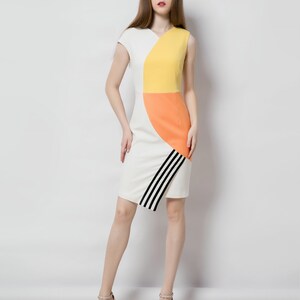 Asymmetrical Dress/ Wrap Dress/ Modern Dress/ Colorblock Dress/ Elegant ...