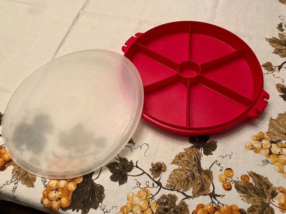 Tupperware Red Divided Serving Tray With Lid, Relishes, Veggies, Hors D ...