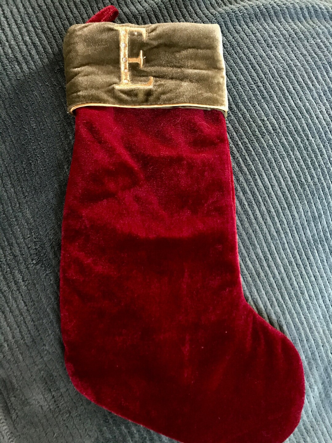 Velvet Christmas Stocking Letter e, Soft Velvet Front and Back, Two ...