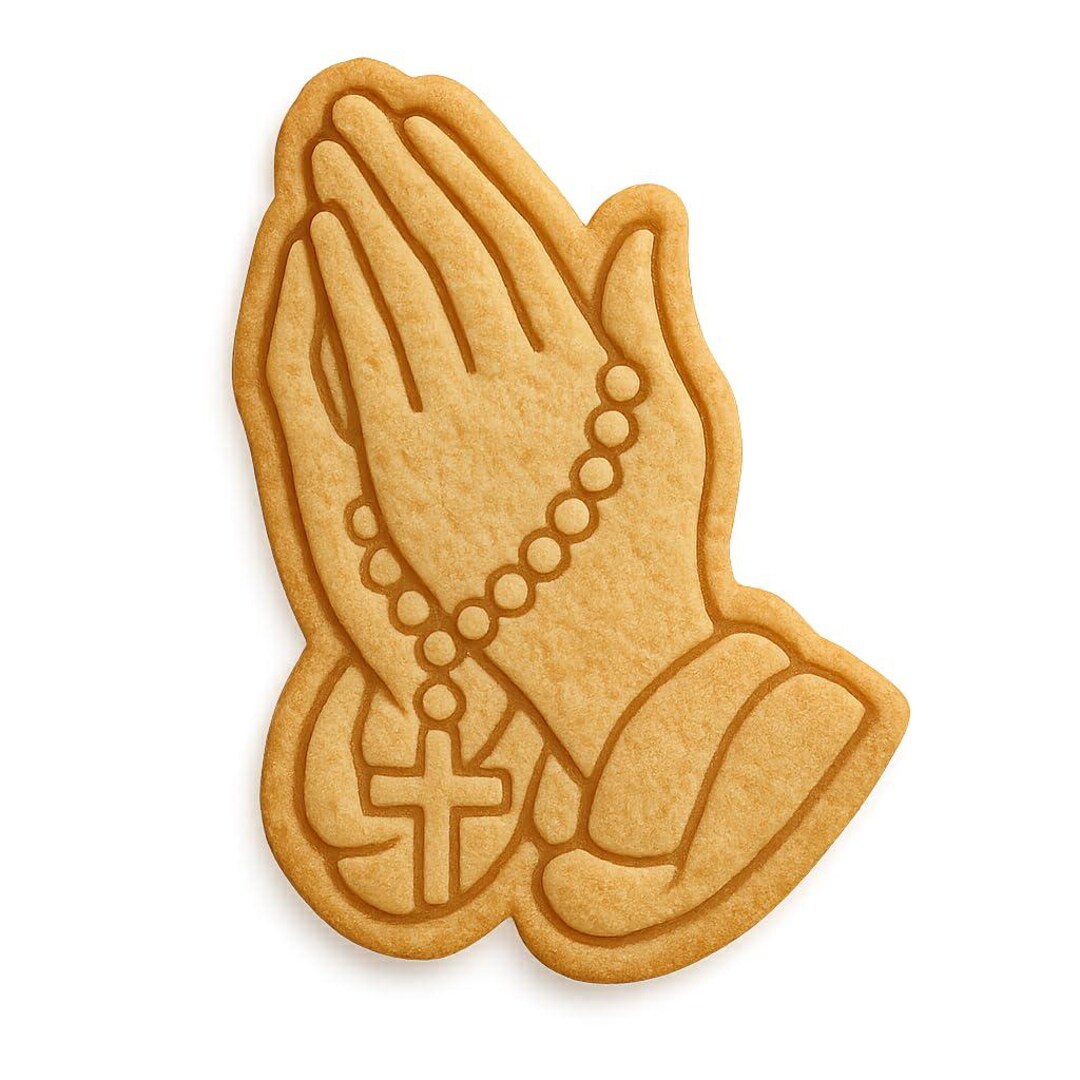 Praying Hands With Rosary Cookie Cutter & Stamp 4x2.8" for Baking ...